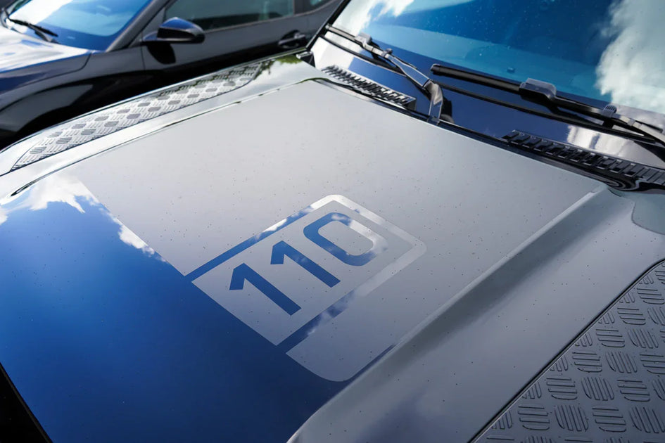 Defender 110 Hood / Bonnet Decal Overlay (Matte Black) - 2020+ Land Ro ...