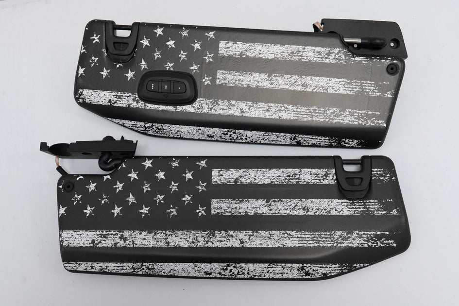 2018+ Jeep Wrangler JL Gladiator JT US Flags Sun Visor Overlays ...