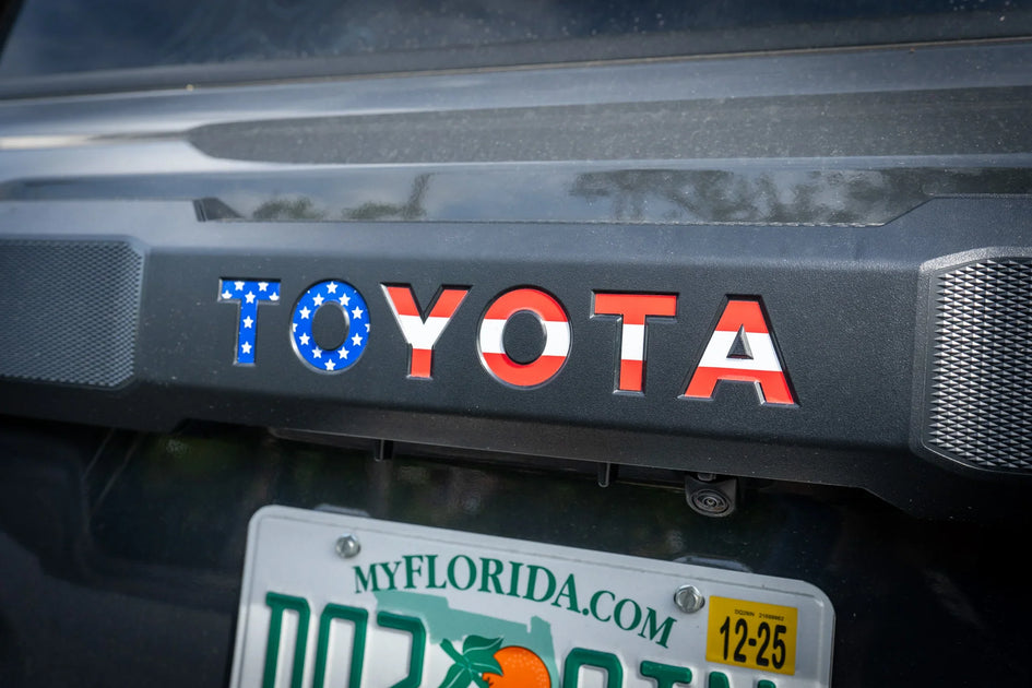 TOYOTA 2025 4Runner American Flag Rear Tailgate Logo Overlays | StickerFab