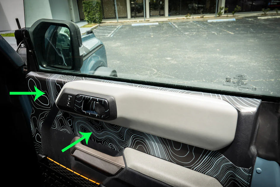 2021+ Bronco Topographic Door Inserts (Top, Front) | StickerFab