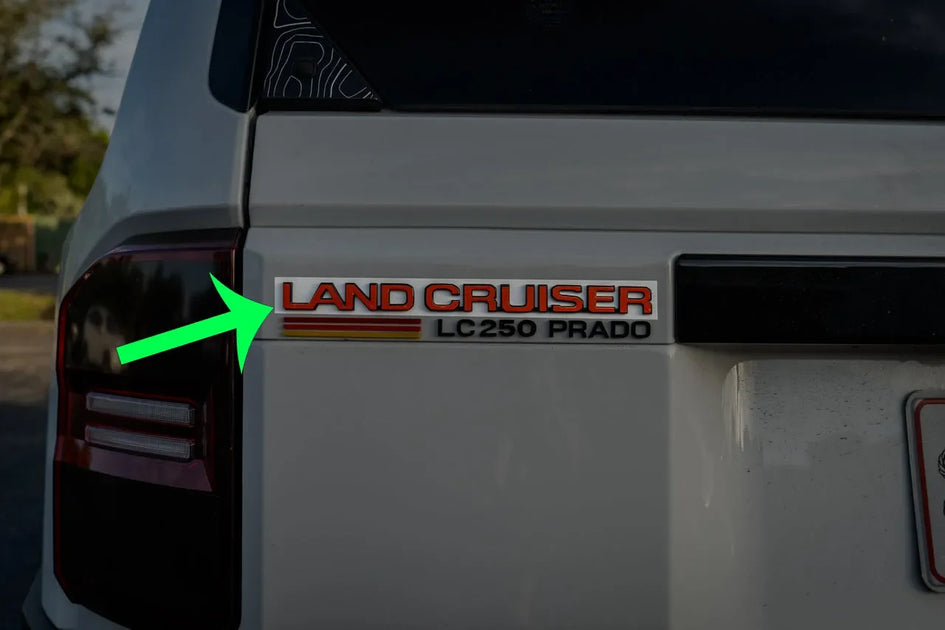 "Land Cruiser" 2024+ Land Cruiser Rear Tailgate Logo Overlays | StickerFab