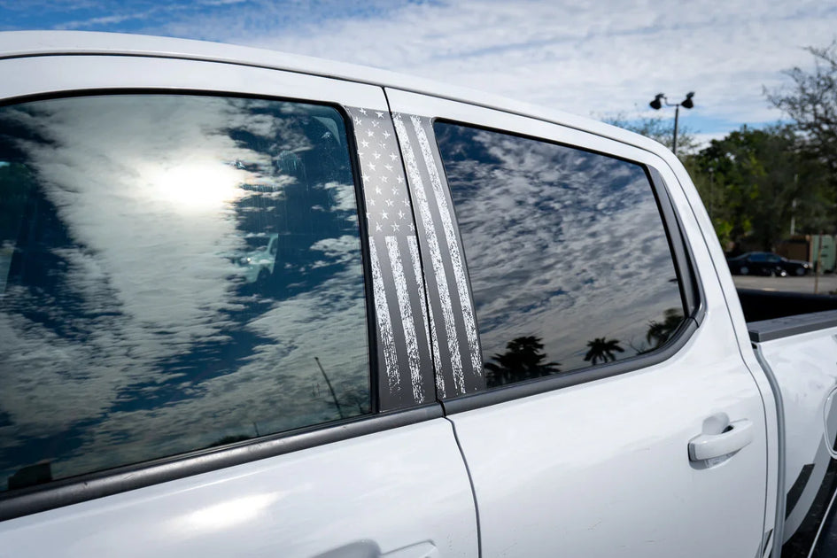 2024+ Ford Ranger American Flag B Pillar Overlay Kit | StickerFab