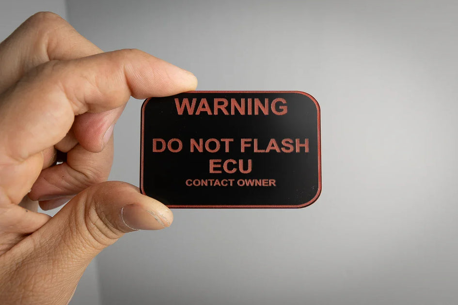 Acrylic Warning Do Not Flash Plate (OBD Port) - Universal | StickerFab