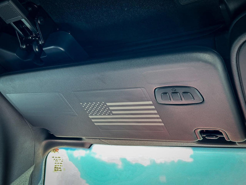 Flag Sun Visor Warning Overlays - 2021+ Bronco / 2024+ Ranger Raptor ...