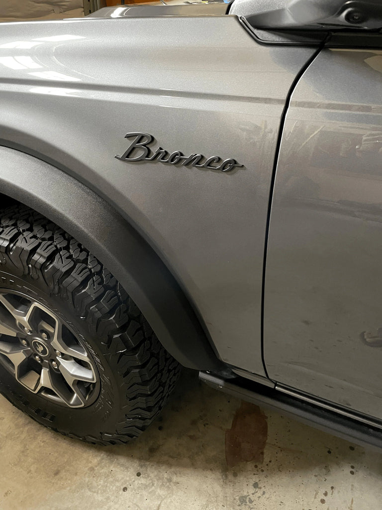 2021+ Ford Bronco Cursive Script Metal Emblems (Modified) – StickerFab