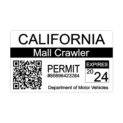 Mall Crawler Permit Sticker 3.5" - All States – StickerFab
