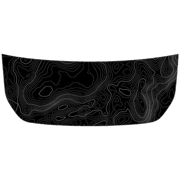 Stealth 2021+ Bronco Black Topographic Map Hood Overlay (Printed Series ...