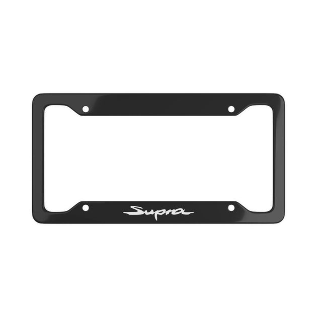 "Supra" License Plate Frame - (Black w/ White Logo) | StickerFab