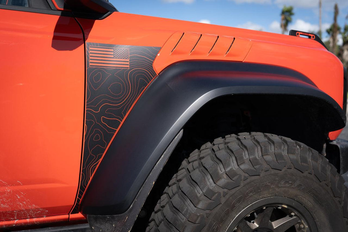 2022+ Bronco Raptor Topo American Flag Fender Overlays – StickerFab