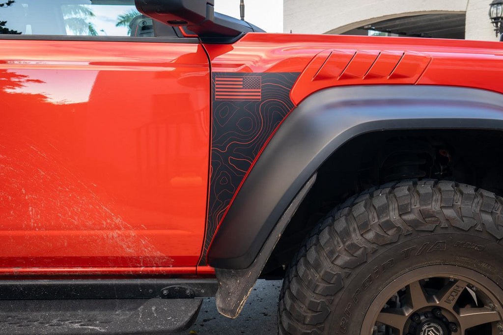 2022+ Bronco Raptor Topo American Flag Fender Overlays – StickerFab