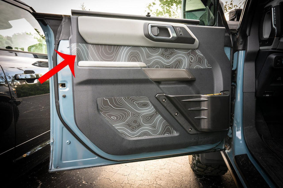 2021+ Bronco Topo Interior Upper Door Card Insert Overlays | StickerFab